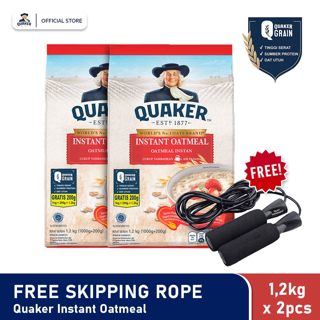 Jual Quaker Instant Oatmeal 1.2 kg Twin Pack + Skipping Rope - Bahan ...